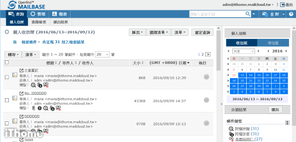 網擎MailCloud用戶介面可彈性自訂，並且內建第二回收桶復原誤刪信機制 | iThome